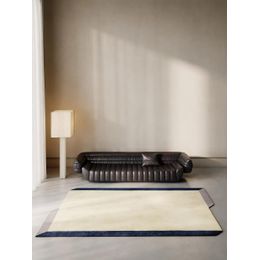 benuta Finest Wollteppich Aspect Cream/Blau 160x230 cm - Naturfaserteppich aus Wolle