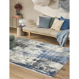 benuta Pop Waschbarer Kurzflor Teppich Mara Blau 200x300 cm - Moderner Kurzflor-Teppich f&uuml;r Wohnzimmer