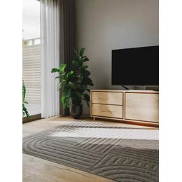 benuta Basic Kurzflor Teppich Leo Hellgrau 140x200 cm - Moderner Kurzflor-Teppich f&uuml;r Wohnzimmer
