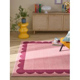 benuta Pop Waschbarer Kurzflor Teppich Frame Pink 200x300 cm - Moderner Kurzflor-Teppich f&uuml;r Wohnzimmer