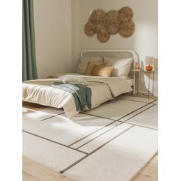 benuta Pop Kurzflor Teppich Ida Cream/Anthrazit 80x150 cm - Moderner Kurzflor-Teppich f&uuml;r Wohnzimmer