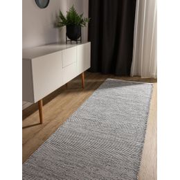 benuta Basic Baumwollteppich Ron Beige/Schwarz 70x200 cm - Moderner Kurzflor-Teppich f&uuml;r Wohnzimmer