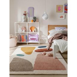 benuta Pop Hochflor Shaggyteppich Louise Cream/Rosa 120x170 cm - Hochflor Teppich f&uuml;r Wohnzimmer