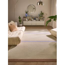 benuta Pure Wollteppich Livio Beige/Blau 120x170 cm - Naturfaserteppich aus Wolle