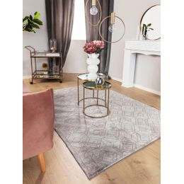 benuta Kurzflor Teppich Daisy Grau 66x110 cm - Moderner Kurzflor-Teppich f&uuml;r Wohnzimmer