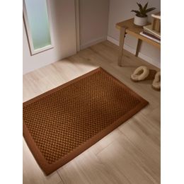 benuta Pure Fu&szlig;matte Greta Hellbraun 40x60 cm - Moderner Kurzflor-Teppich f&uuml;r Wohnzimmer