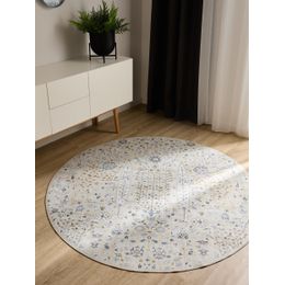 benuta Basic Waschbarer Kurzflor Teppich George Beige &oslash; 160 cm - Moderner Kurzflor-Teppich f&uuml;r Wohnzimmer