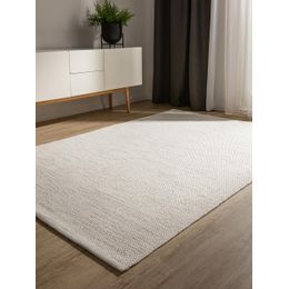 benuta Basic Baumwollteppich Ron Cream 60x120 cm - Moderner Kurzflor-Teppich f&uuml;r Wohnzimmer