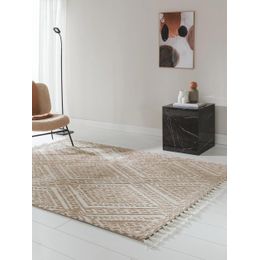 benuta Nest Kurzflor Teppich Elias Beige 120x170 cm - Moderner Kurzflor-Teppich f&uuml;r Wohnzimmer