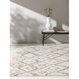 benuta Finest Wollteppich Wilma Schwarz/Wei&szlig; 80x150 cm - Naturfaserteppich aus Wolle