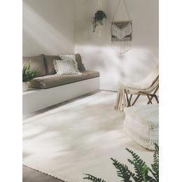 benuta Pure Kurzflor Teppich aus recyceltem Material Kiah Cream 200x300 cm - Moderner Kurzflor-Teppich f&uuml;r Wohnzimmer