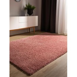 benuta Basic Waschbarer Hochflor Shaggyteppich Soho Rosa 160x230 cm - Hochflor Teppich f&uuml;r Wohnzimmer