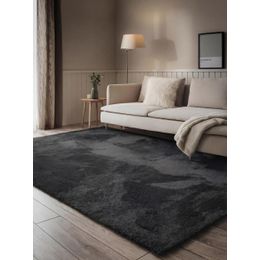 benuta Nest Hochflor Shaggyteppich Soda Schwarz 120x170 cm - Hochflor Teppich f&uuml;r Wohnzimmer
