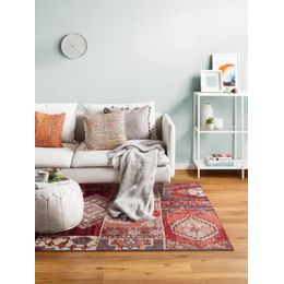 benuta Pop Flachgewebeteppich Stay Rot 75x165 cm - Moderner Kurzflor-Teppich f&uuml;r Wohnzimmer