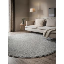 benuta Nest Hochfloorteppich Rund Soda Grau &oslash; 120 cm - Moderner Kurzflor-Teppich f&uuml;r Wohnzimmer