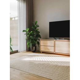 benuta Basic Kurzflor Teppich Leo Cream 120x170 cm - Moderner Kurzflor-Teppich f&uuml;r Wohnzimmer