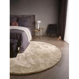 benuta Finest Hochfloorteppich Rund Fine Beige &oslash; 160 cm - Moderner Kurzflor-Teppich f&uuml;r Wohnzimmer