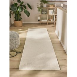 benuta Pure Wollteppich L&auml;ufer f&uuml;r Flur Rocco Wei&szlig; 80x250 cm - Naturfaserteppich aus Wolle