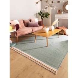 benuta Pop Wollteppich Karla Mint 160x230 cm - Naturfaserteppich aus Wolle