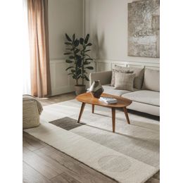 benuta Nest Kurzflor Teppich Tacoma Cream/Grau 80x150 cm - Moderner Kurzflor-Teppich f&uuml;r Wohnzimmer