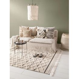 benuta Pop Kurzflor Teppich Oyo Cream 120x180 cm - Moderner Kurzflor-Teppich f&uuml;r Wohnzimmer