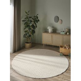 benuta Nest Kurzflor Teppich Lilibeth Cream &oslash; 160 cm - Moderner Kurzflor-Teppich f&uuml;r Wohnzimmer