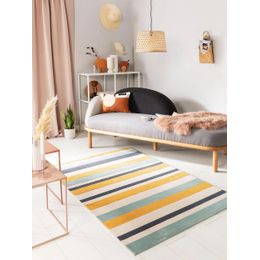 benuta Pop Kurzflor Teppich Dessert Blau/Gelb 120x170 cm - Moderner Kurzflor-Teppich f&uuml;r Wohnzimmer