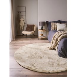 benuta Nest - Kunstfell-Teppich Dave Cream &oslash; 80 cm rund