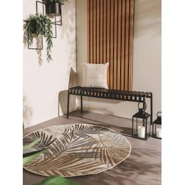 benuta Nest In- & Outdoor-Teppich Rund Cleo Schwarz &oslash; 150 cm rund - Teppich f&uuml;r Balkon, Terrasse & Garten