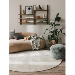 benuta Pure Viskoseteppich Nova Hellgrau &oslash; 120 cm - Moderner Kurzflor-Teppich f&uuml;r Wohnzimmer