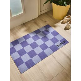 benuta Fu&szlig;matte Checker Lila 50x80 cm - Moderner Kurzflor-Teppich f&uuml;r Wohnzimmer