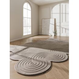 benuta Finest Wollteppich Helix Taupe 160x240 cm - Naturfaserteppich aus Wolle