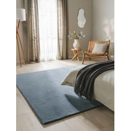 benuta Nest Wollteppich Bent Blau 120x170 cm - Naturfaserteppich aus Wolle