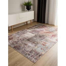 benuta Basic Waschbarer Teppich George Multicolor/Braun 300x400 cm - Vintage-Stil Teppich im Used-Look