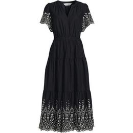 LANDS' END Maxikleid aus Baumwolle mit Lochstickerei, Damen,  Schwarz, Baumwolle, by Lands' End