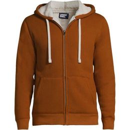 LANDS' END Hoodie mit Waffelstruktur und Teddyfleece-Futter, Herren,  Braun, Elasthan/Baumwoll-Mischung/Polyester-Mischung, by Lands' End