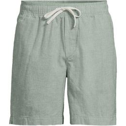 LANDS' END Leinenmix-Shorts mit Dehnbund, 18 cm, Herren,  Gr&uuml;n, Leinen/Baumwoll-Mischung, by Lands' End