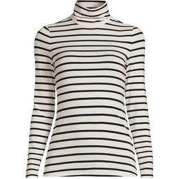 LANDS' END Rollkragenshirt aus Baumwoll/Modalmix, Damen,  Wei&szlig;, Baumwolle/Elasthan/Baumwolle Modal, by Lands' End