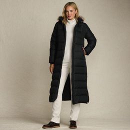 LANDS' END Maxi-Daunenmantel mit Kapuze, Damen,  Schwarz, Polyester, by Lands' End