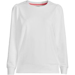 LANDS' END Sweatshirt SERIOUS SWEATS mit Puff&auml;rmeln, Damen,  Wei&szlig;, Baumwoll-Mischung/Polyester-Mischung, by Lands' End