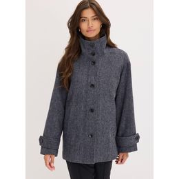 bonprix Lange Cabanjacke in Wolloptik, grau, Gr.34, Mit Taschen und hohem Kragen
