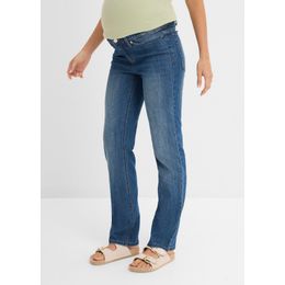 bonprix 2-in-1 Umstandsjeans f&uuml;r die Schwangerschaft und danach Straight, blau, Gr.44, Bequeme Umstandsjeans ohne Bauchband mit geradem Bein, 82% Baumwolle (organic)