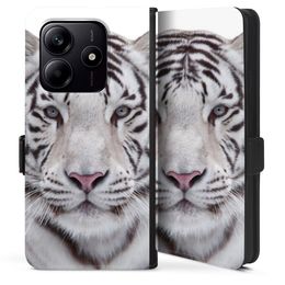 DeinDesign Xiaomi Redmi Note 14 5G Handy Klapph&uuml;lle Handyh&uuml;lle aus Kunst Leder schwarz Flip Case Winter Snow Tiger Sideflip mit Lasche