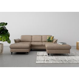 Sit & More Ecksofa SIT & MORE "Maggiore L-Form", grau (taupe), B:258cm T:173cm, 100% Polyester, Sofas, Ecksofa, wahlweise mit Kopfteilverstellung, Bettfunktion und Bettkasten