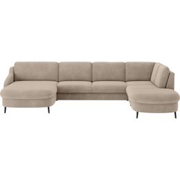Sit & More Wohnlandschaft SIT & MORE "Soul U-Form", beige, B:356cm H:90cm T:239cm, 100% Polyester, Sofas, Wohnlandschaft, wahlweise mit Bettfunktion und Bettkasten oder Schubkasten