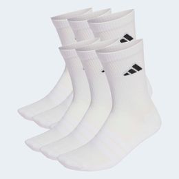 Funktionssocken adidas Performance "CUSHIONED CREW 6ER-PACK", Gr. M, wei&szlig;, wei&szlig;, schwarz, Obermaterial: 56% Baumwolle, 40% Polyester, 3% Elasthan, 1% Polyamid, Socken Funktionssocken
