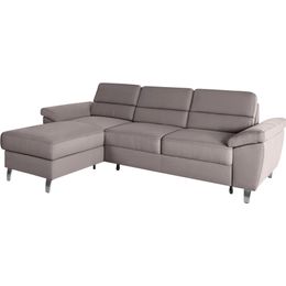 Sit & More Ecksofa SIT & MORE "Sorano L-Form", grau (hellgrau), B:250cm H:88cm T:161cm, Sofas, Ecksofa, wahlweise mit Bettfunktion und Bettkasten