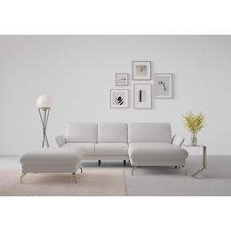 Sit & More Ecksofa SIT & MORE "Fashion L-Form", grau (hellgrau), B:253cm H:84cm T:165cm, Sofas, Ecksofa, wahlweise mit Kopfteilverstellung, Vorziehsitz, motorisch, Nickelf&uuml;&szlig;e