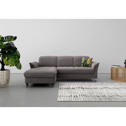 Sit & More Ecksofa SIT & MORE "Maggiore L-Form", grau (fango), B:258cm T:173cm, 95% Polyester, 5% Polyamid, Sofas, Ecksofa, wahlweise mit Kopfteilverstellung, Bettfunktion und Bettkasten