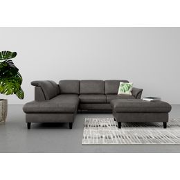 Sit & More Ecksofa SIT & MORE "Maggiore L-Form", grau (anthrazit), B:261cm T:224cm, 100% Polyester, Sofas, Ecksofa, wahlweise mit Kopfteilverstellung, Bettfunktion und Stauraum